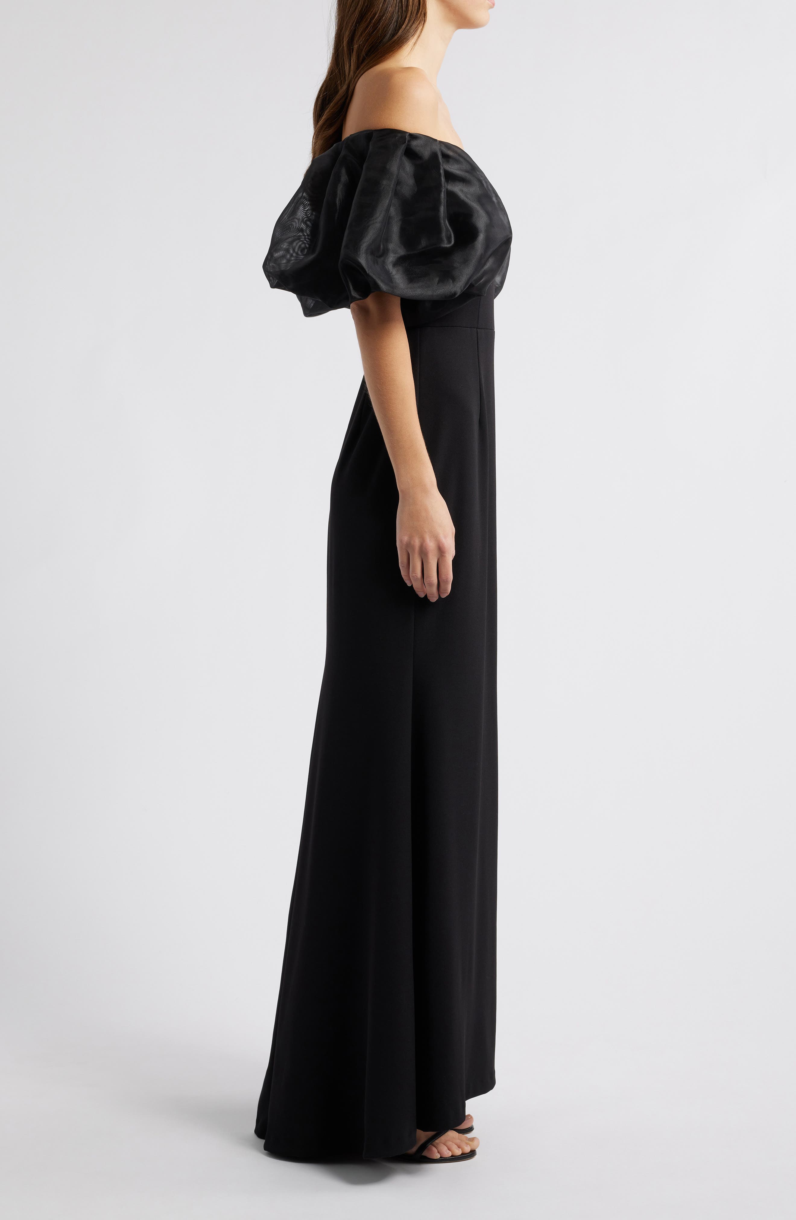 Eliza J Off the Shoulder Puff Sleeve Trumpet Gown | Nordstrom