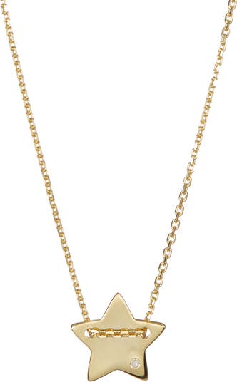 Adornia 14K Yellow Gold Plated Diamond Detail Star Charm Necklace - 0. ...