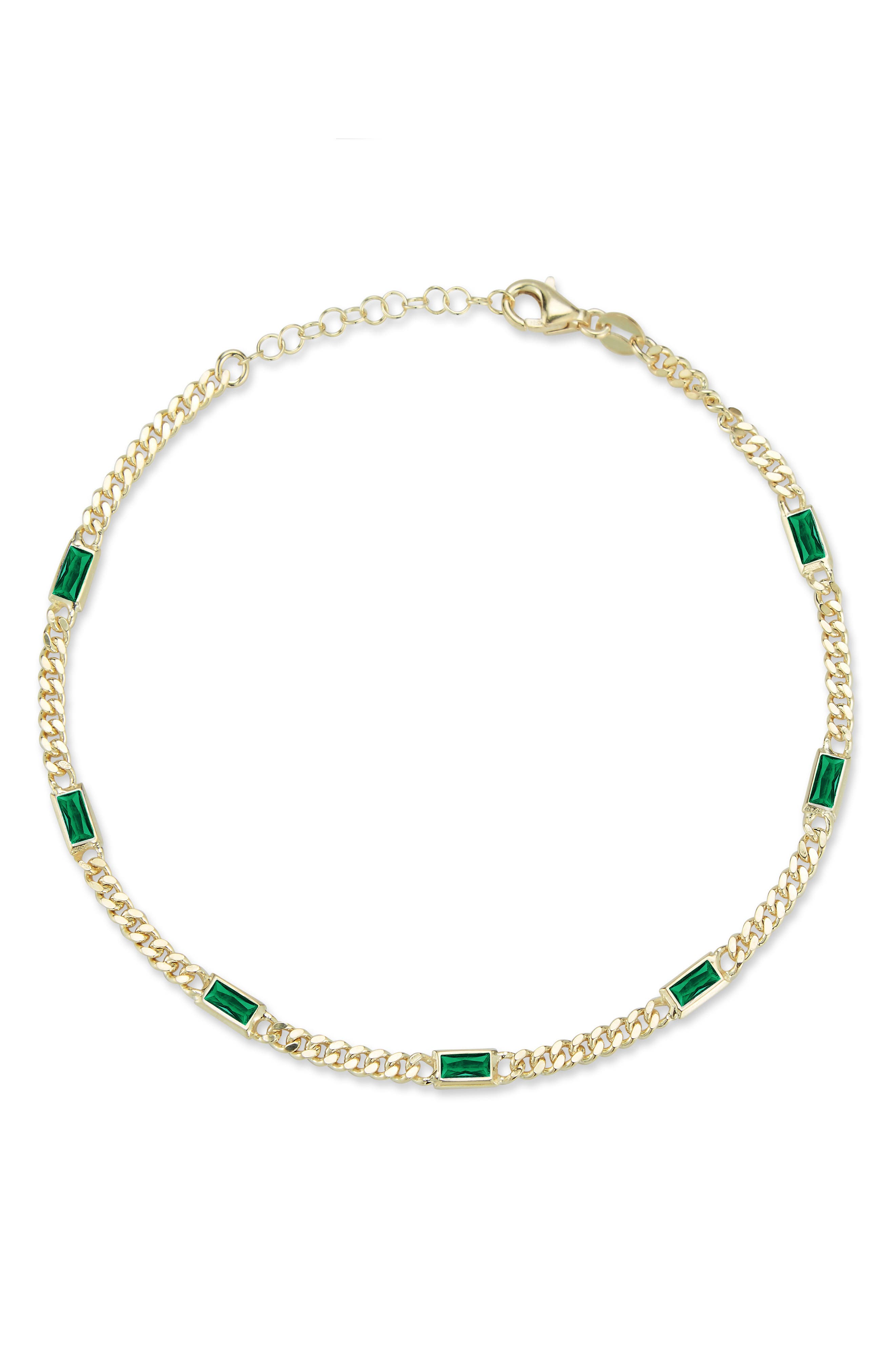 CHLOE AND MADISON 14K Gold Vermeil CZ Station Curb Link Anklet ...
