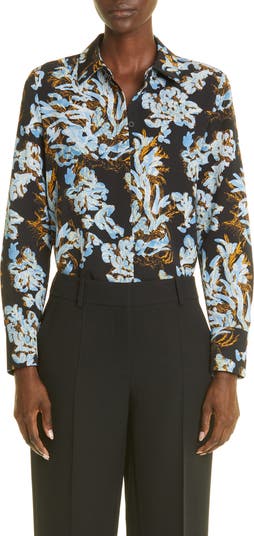 Lafayette 148 New York Scottie Floral Frost Toile Crepe Blouse | Nordstrom