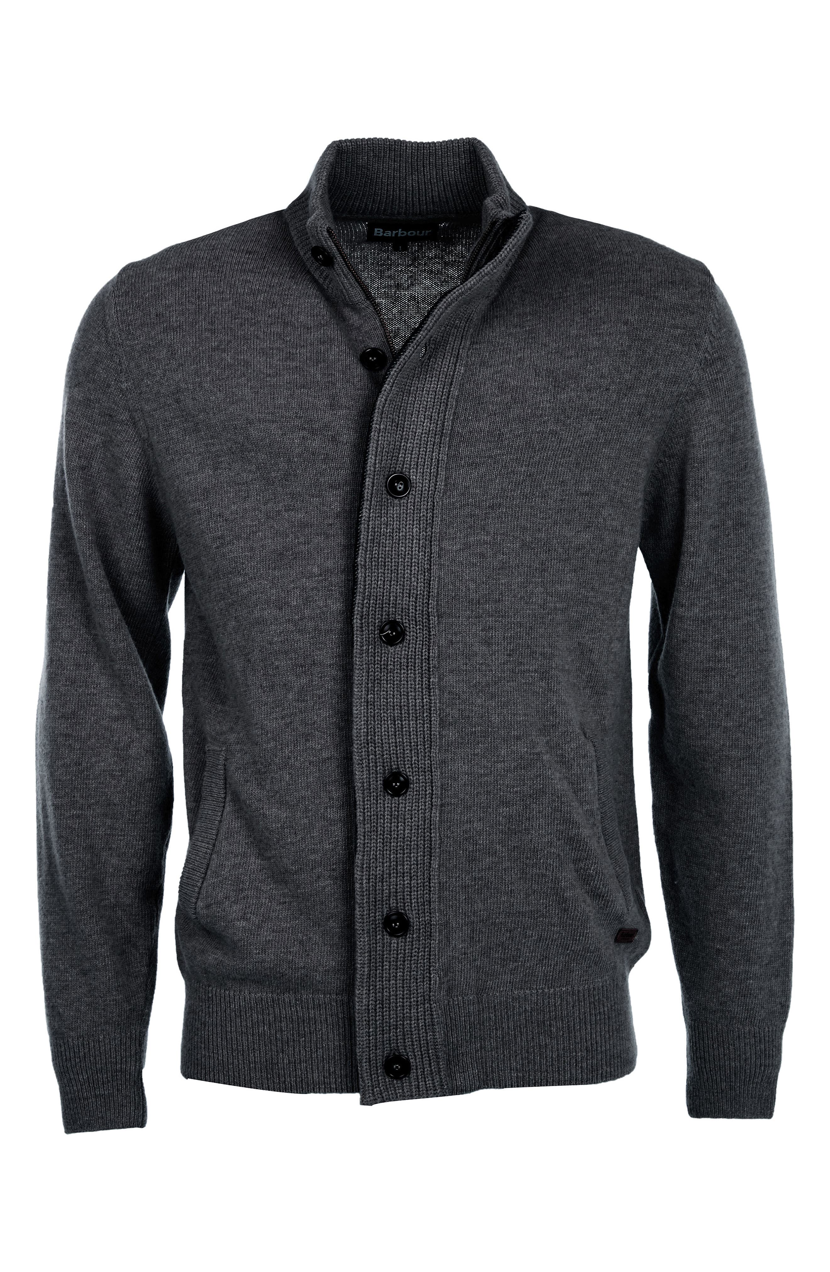 Barbour Elbow Patch Wool Cardigan | Nordstrom