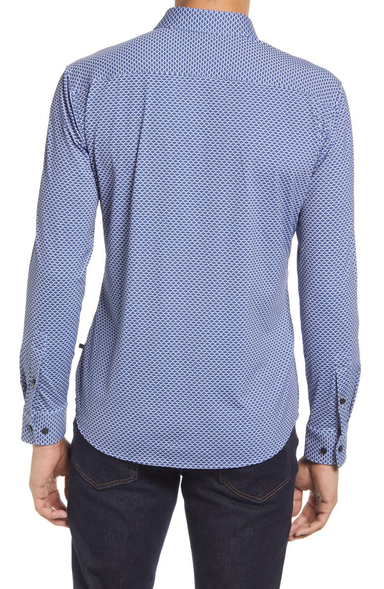 BOSS Hugo Boss Ronni Slim Fit Geo Print Knit Button-Up Shirt ...