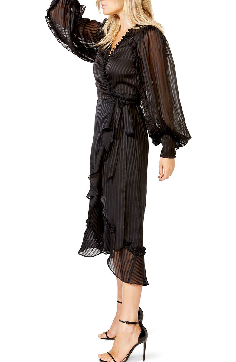 Bardot Whitney Tonal Stripe Long Sleeve Wrap Dress | Nordstromrack