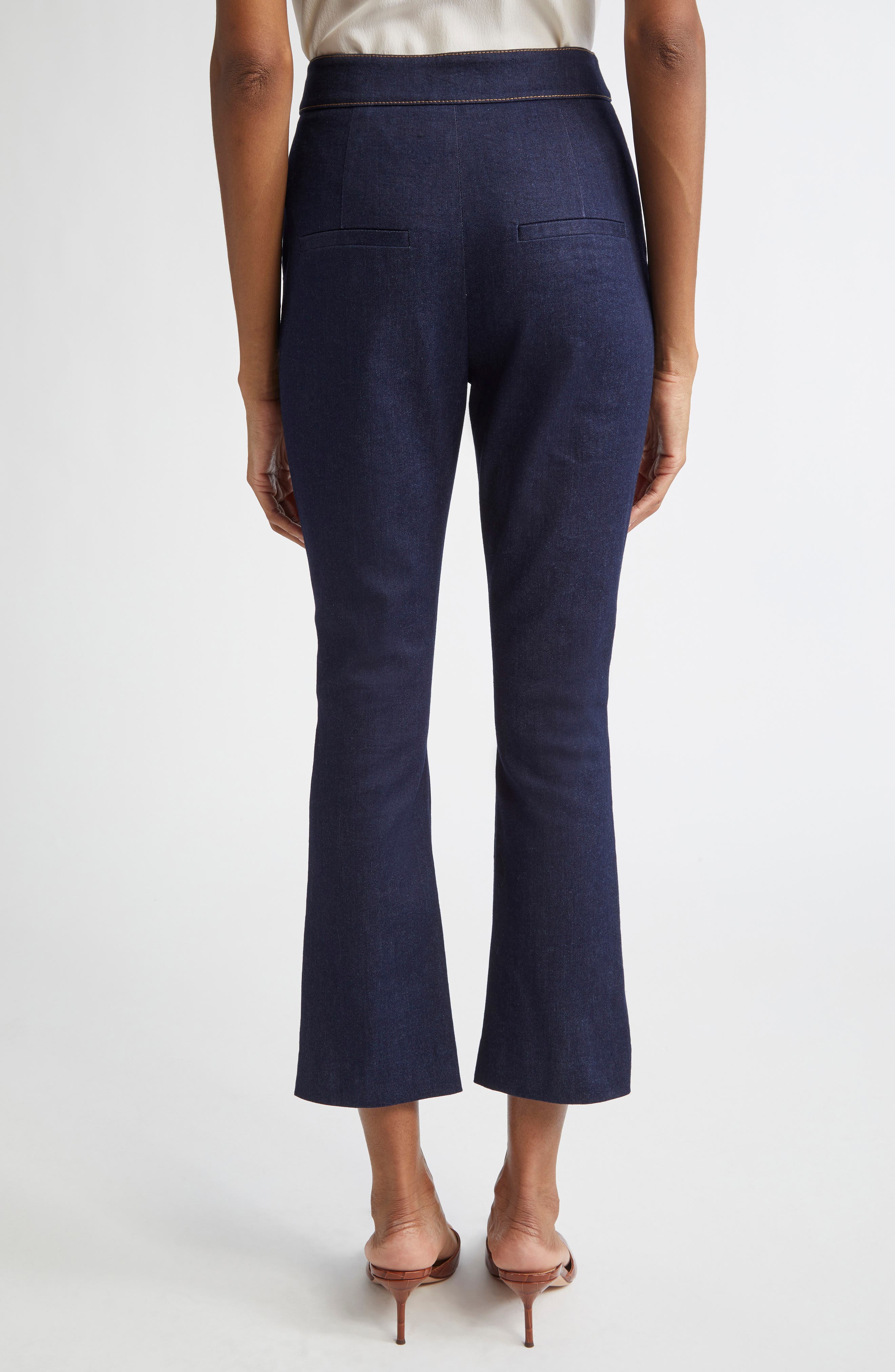 Veronica Beard Tani Pintuck Pleat High Waist Ankle Flare Jeans ...