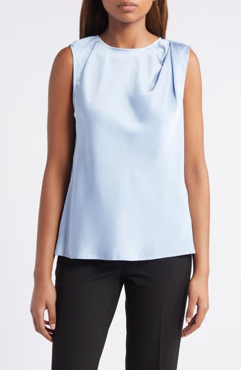 Halogen® Single Pleat Sleeveless Satin Shell | Nordstrom