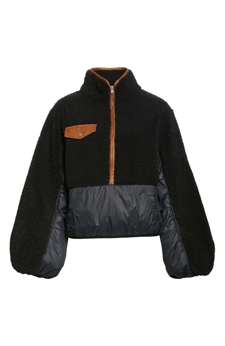 FRAME Faux Fur & Faux Leather Pullover | Nordstrom