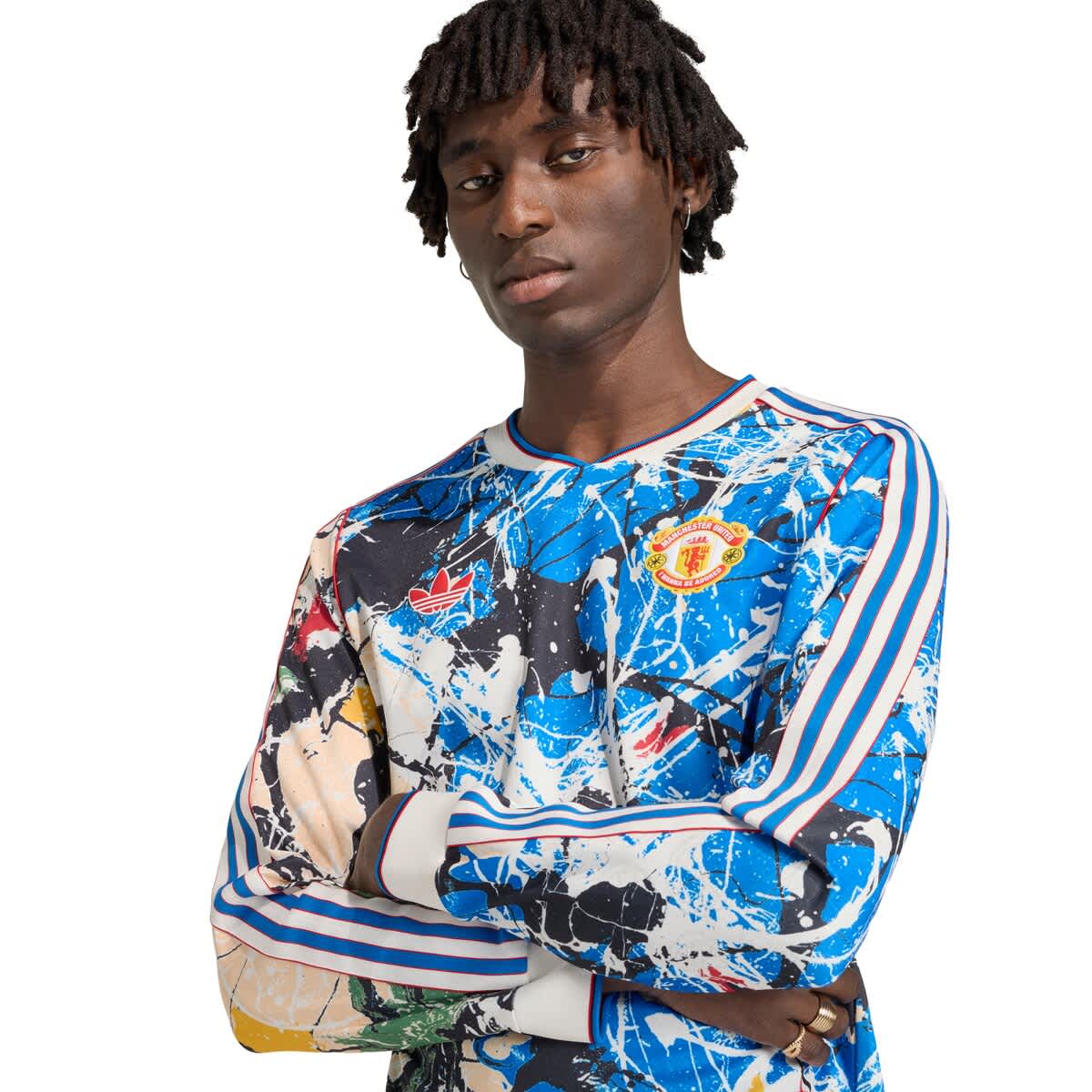 adidas Men's adidas Blue Manchester United X Stone Roses Long Sleeve ...