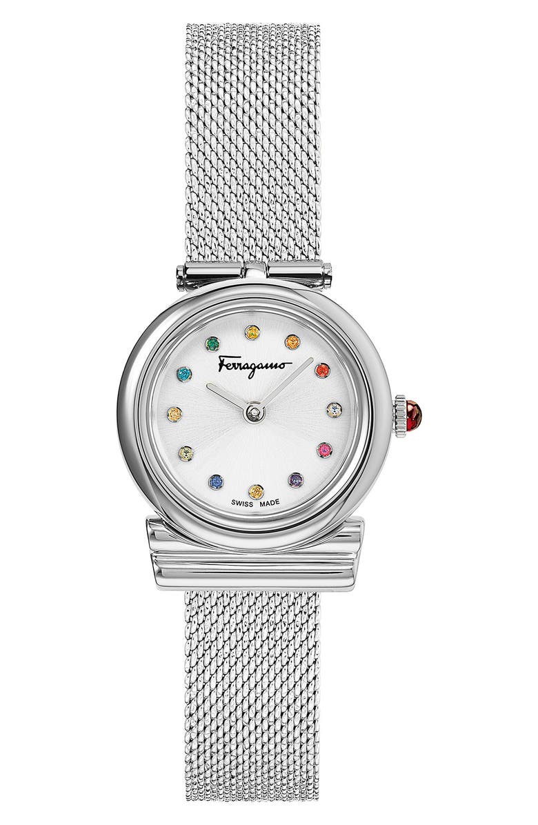 FERRAGAMO Salvatore Ferragamo Gancini Stones Mesh Strap Watch, 22mm ...