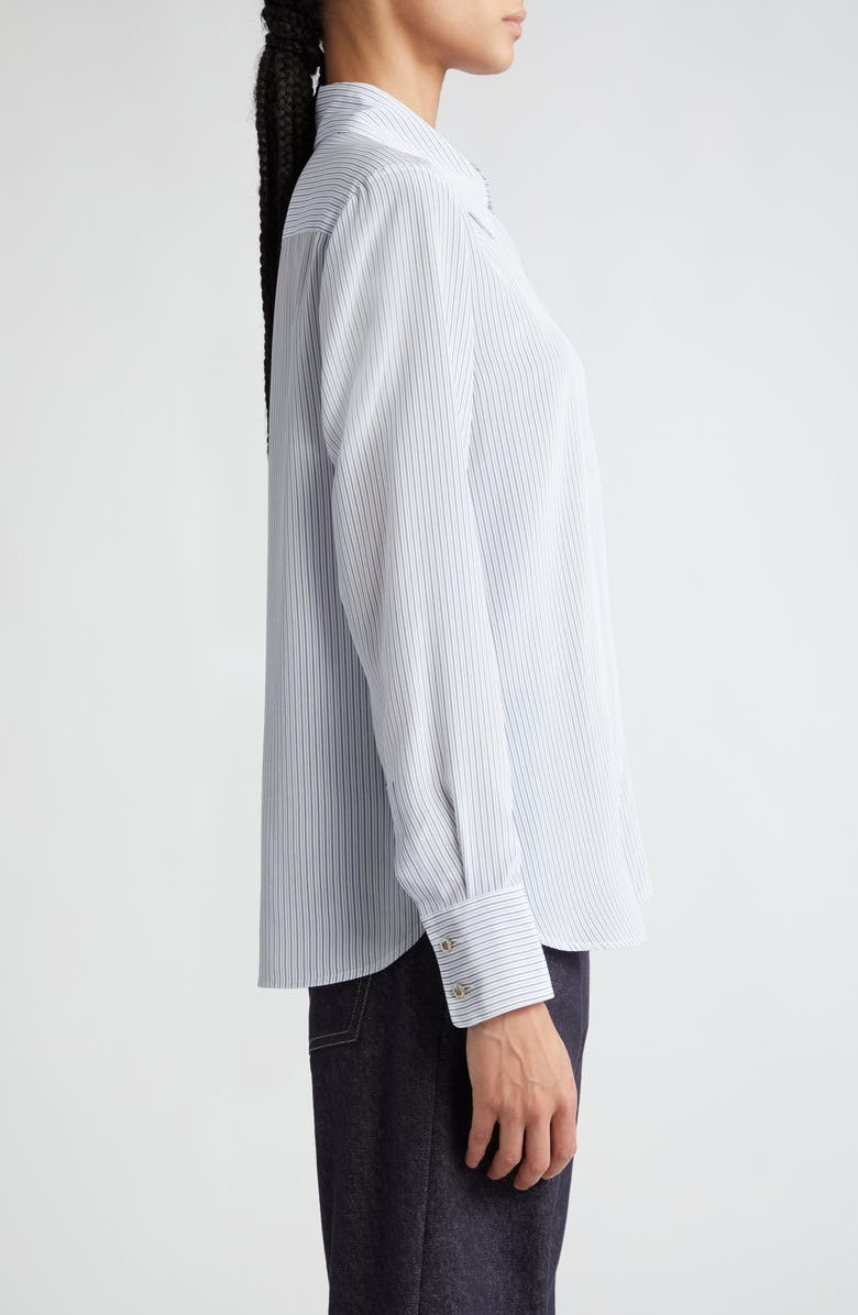 Max Mara Studio Gong Stripe Silk Button-Up Shirt | Nordstrom