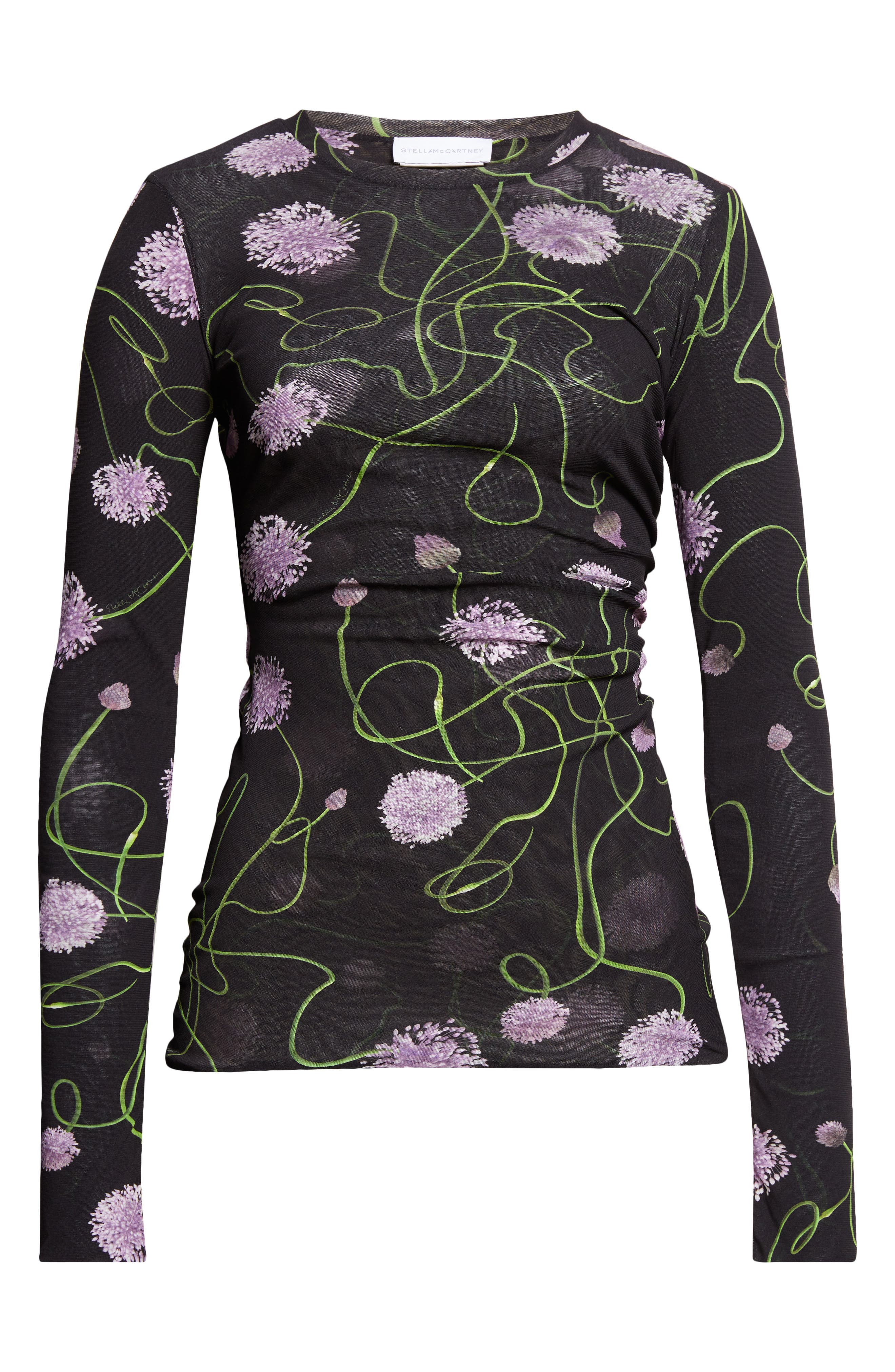 Stella McCartney Twisted Floral Mesh Top | Nordstrom