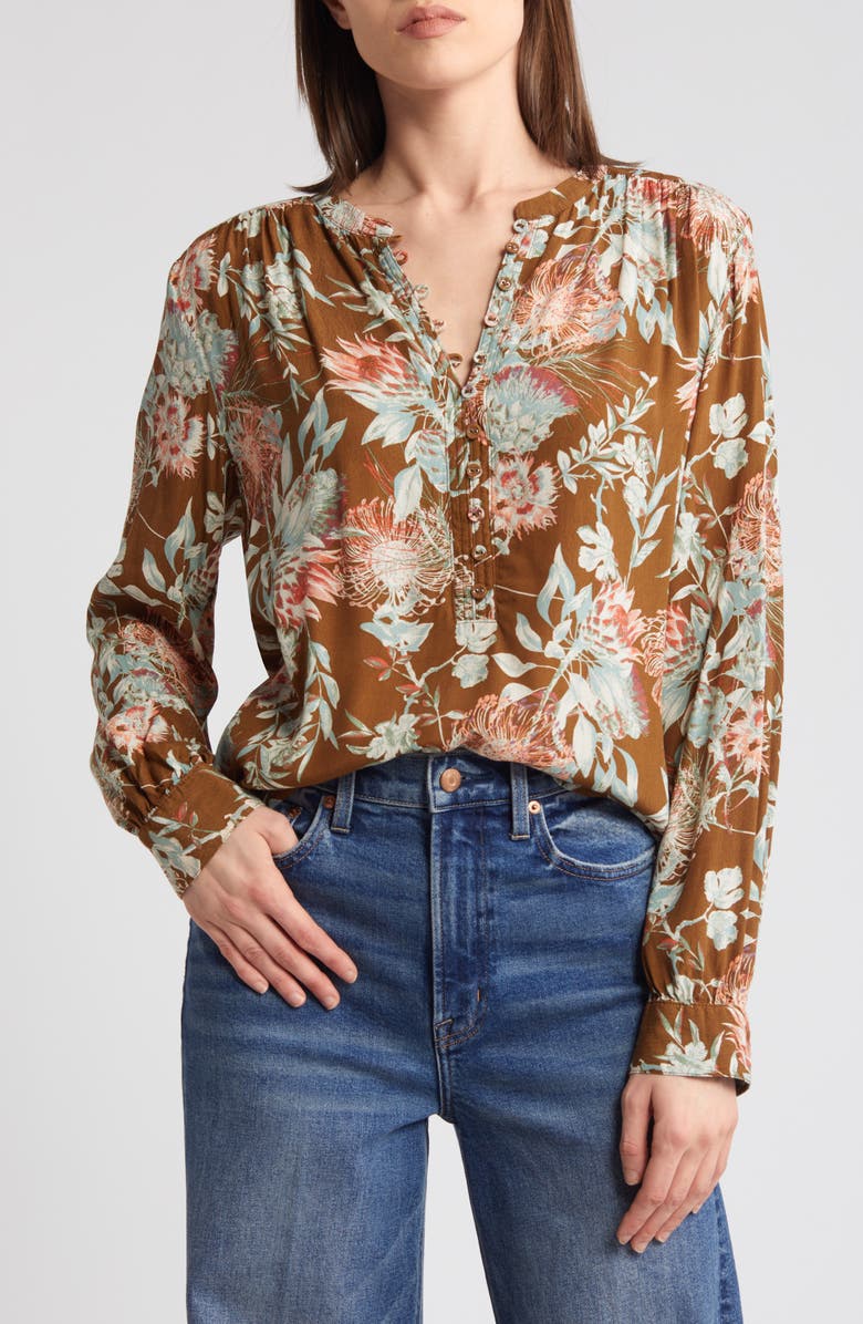Treasure & Bond Print Crepe Popover Top | Nordstromrack