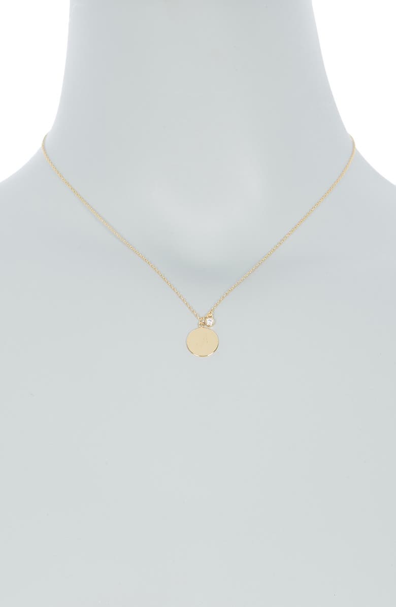 NORDSTROM RACK Sterling Silver Initial Coin & CZ Pendant Necklace ...