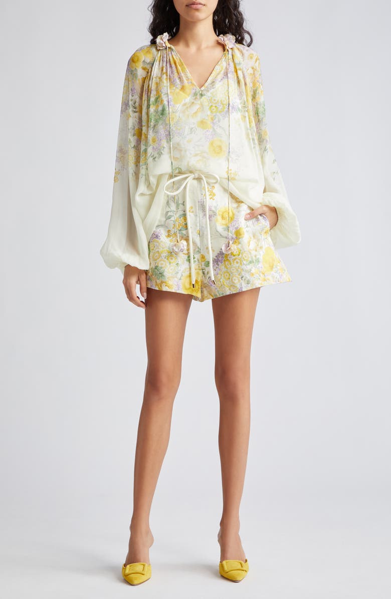 Zimmermann Natura Floral Blouson Sleeve Chiffon Top | Nordstromrack