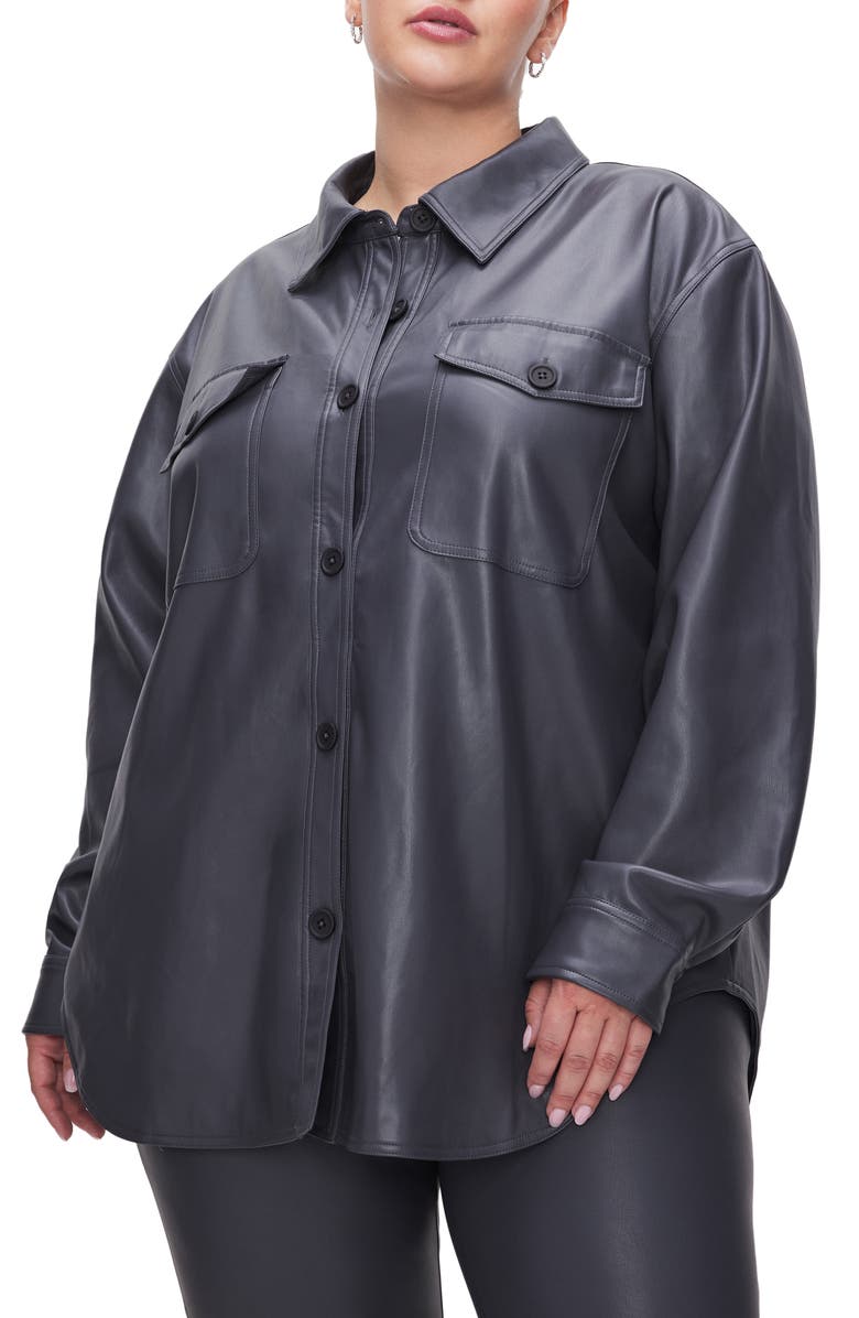 Good American Better Than Leather Faux Leather Shacket | Nordstromrack
