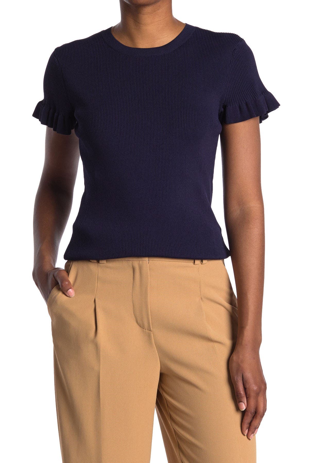 Ted Baker London Ribbed Frill Sleeve Sweater | Nordstromrack