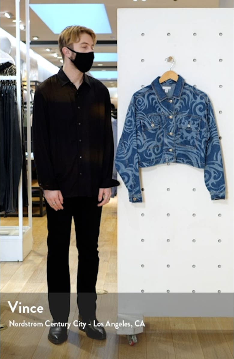 Topshop Laser Print Crop Denim Jacket | Nordstrom