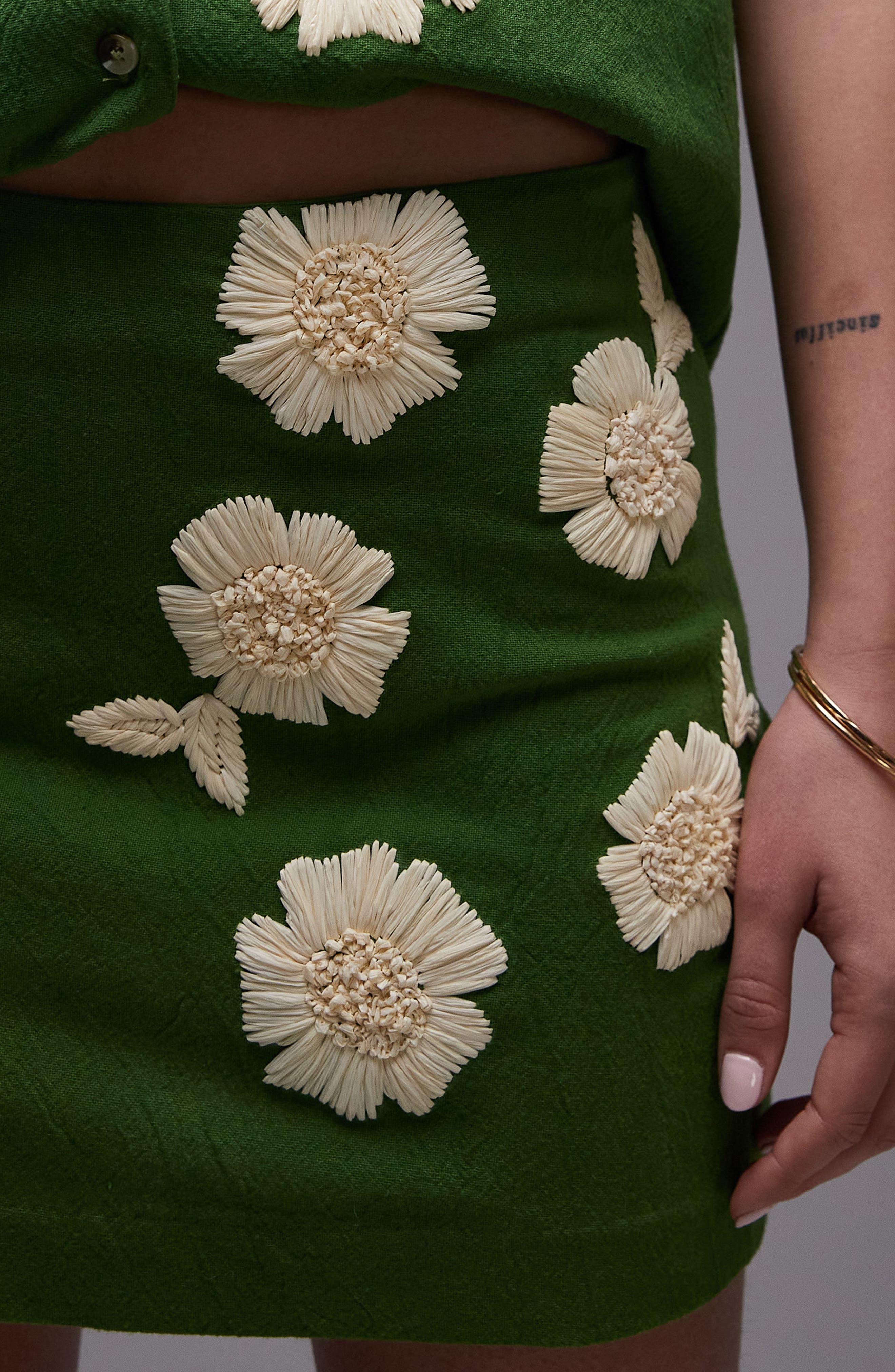 Topshop Pelmet Raffia Flowers Miniskirt | Nordstrom