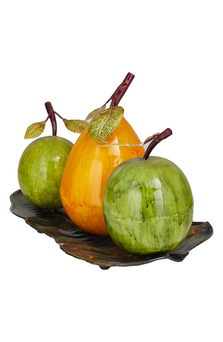 WILLOW ROW Multicolored Metal Decorative Fruit Sculpture with Platter ...