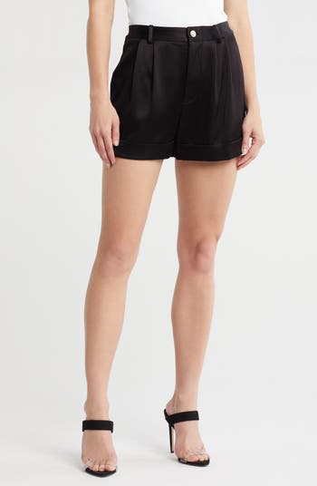 Alice + Olivia Conry Pleated Cuffed Satin Shorts | Nordstromrack