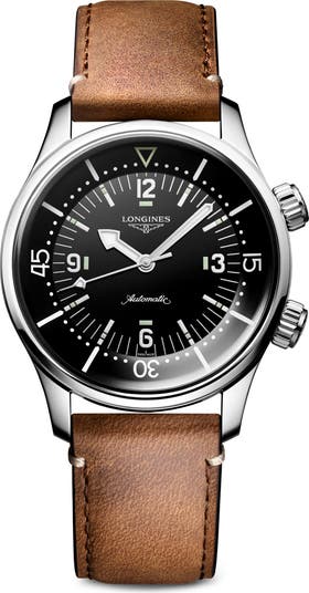 Longines Legend Diver Automatic Leather Strap Watch, 39mm | Nordstrom