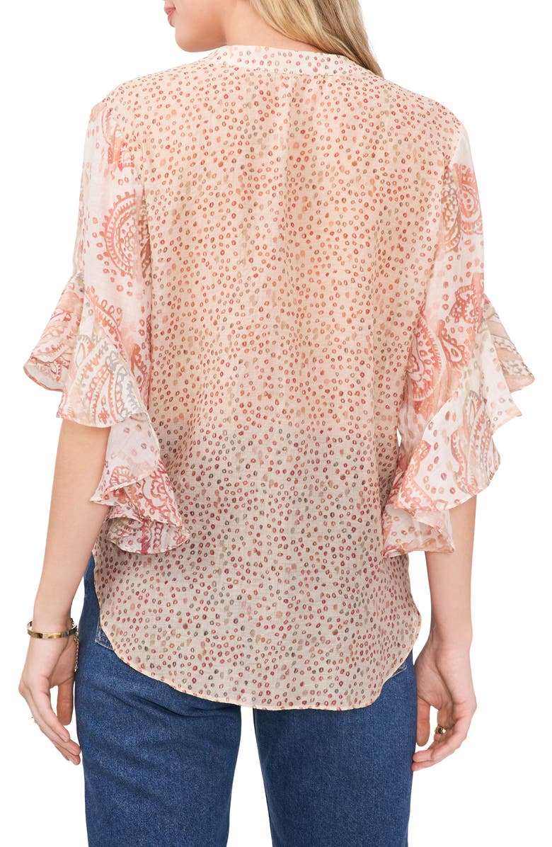 Vince Camuto Paisley Mixed Print Ruffle Sleeve Blouse | Nordstromrack