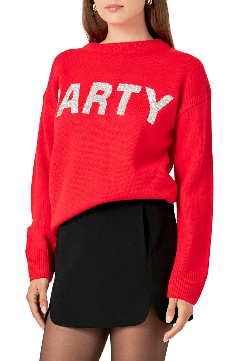 English Factory Party Metallic Sweater | Nordstrom