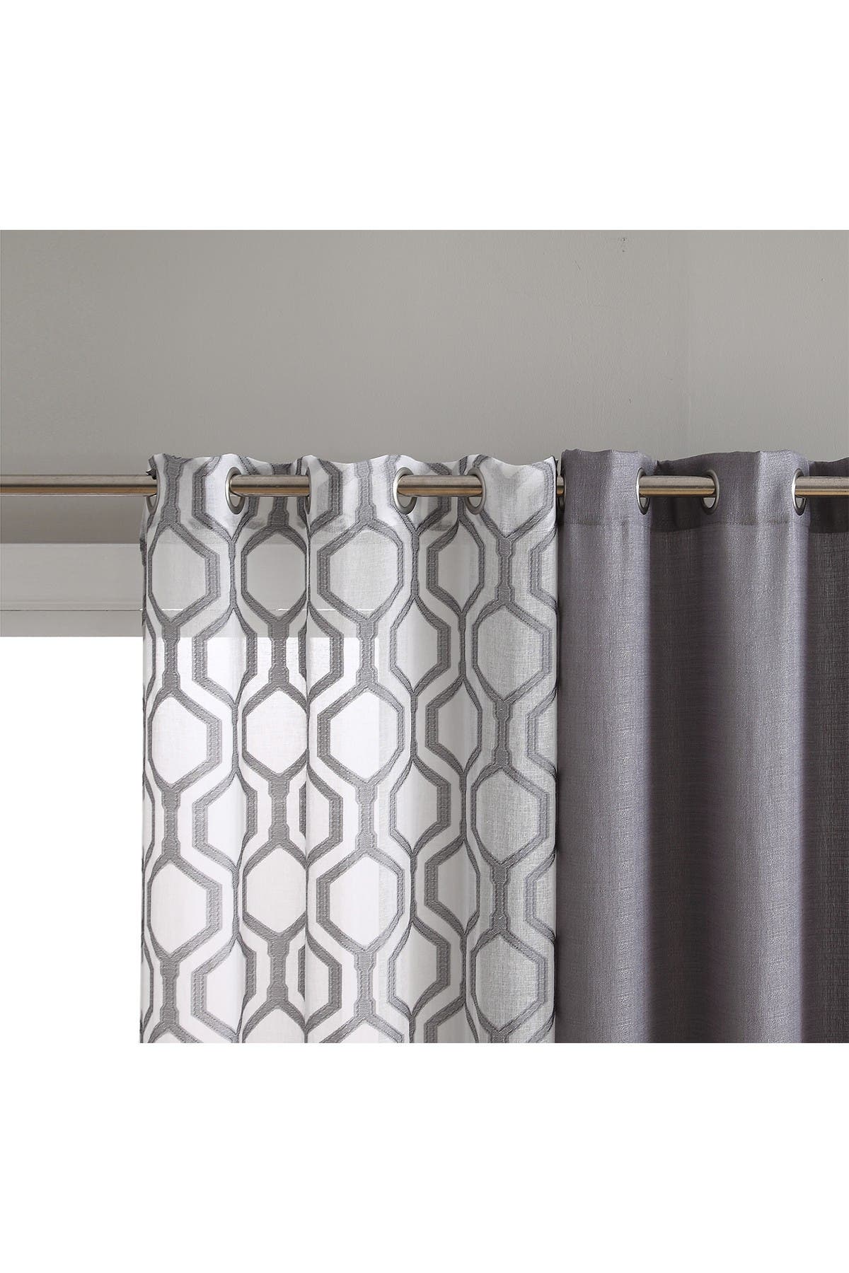 VCNY HOME Auckland 4-Piece Sheer Curtain Panel Set - Grey | Nordstromrack