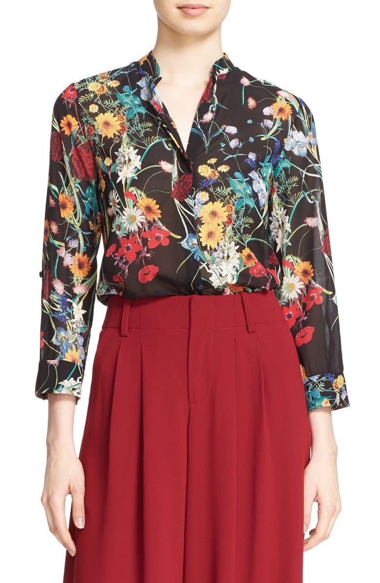 Alice + Olivia Eloise Print Mandarin Collar Blouse | Nordstrom