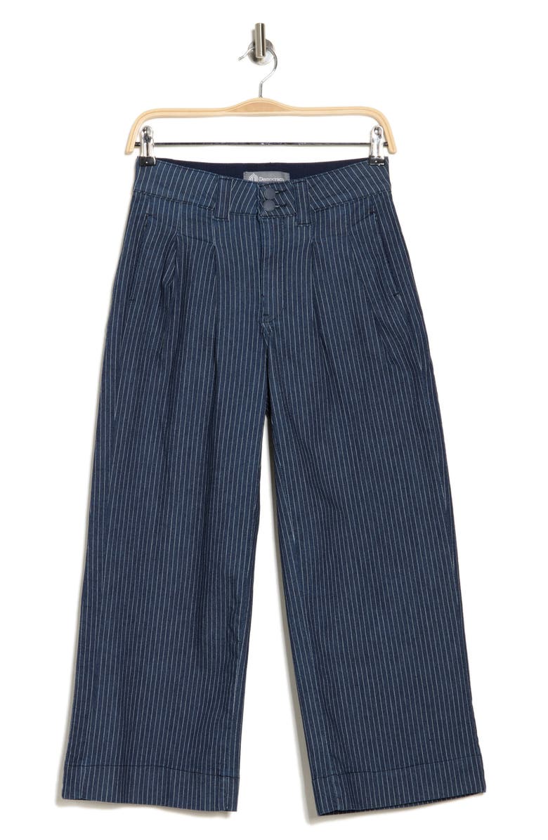 Democracy Skyrise Pinstripe Pleated Crop Wide Leg Jeans | Nordstromrack