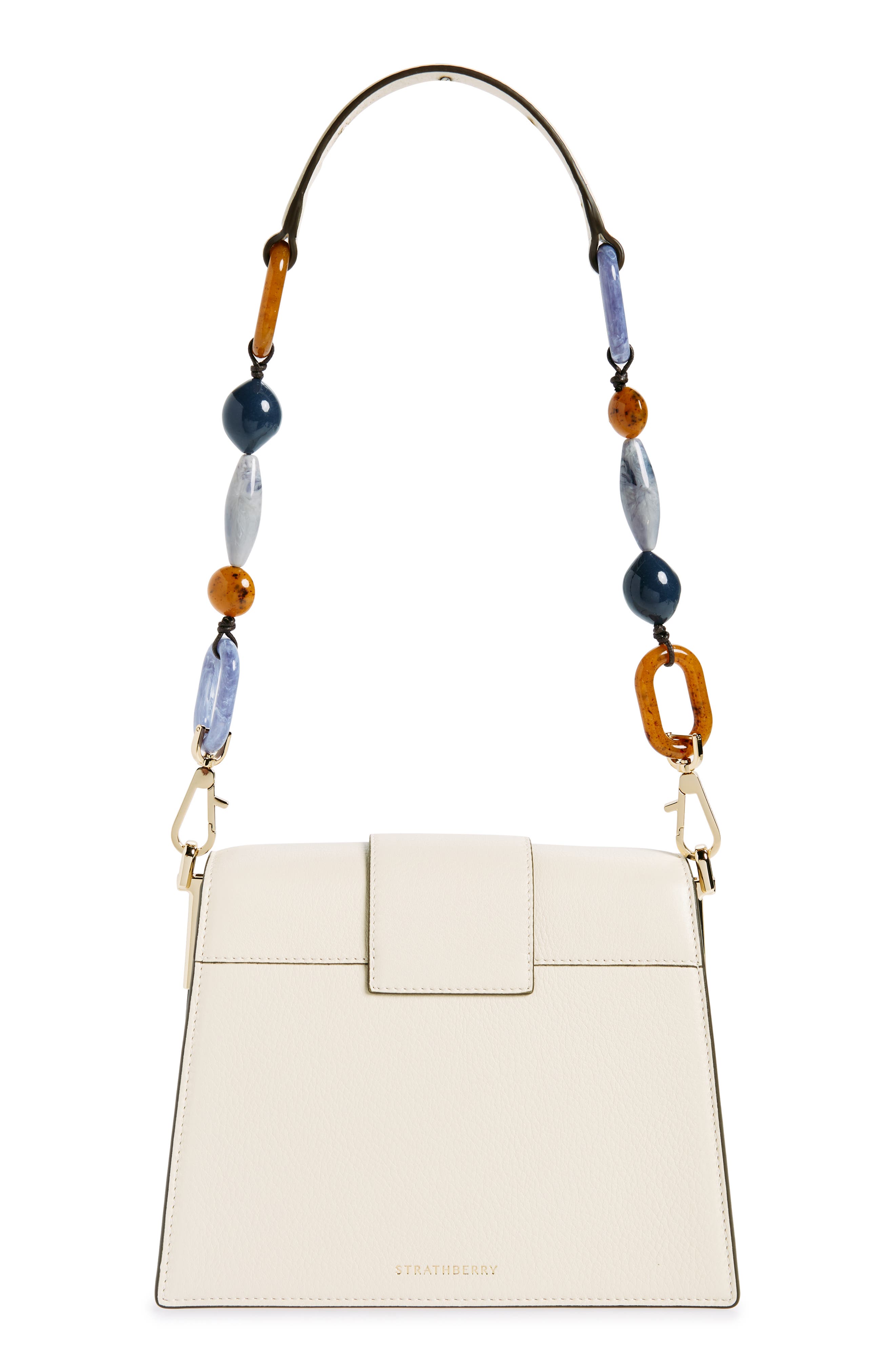 Strathberry Box Crescent Beaded Strap Leather Shoulder Bag | Nordstrom