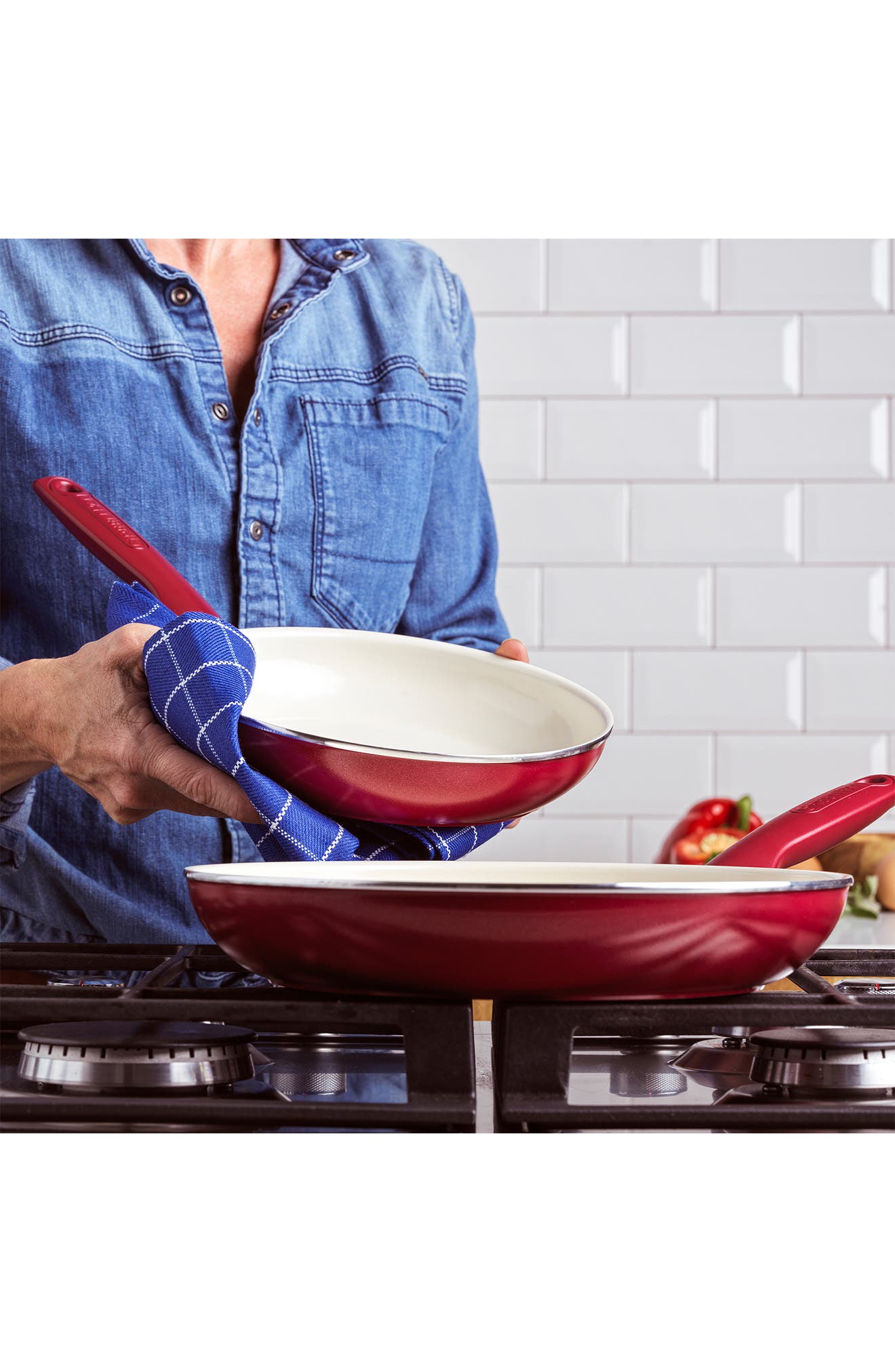 GreenPan Rio Healthy Ceramic Nonstick 16-Piece Red Cookware Set ...