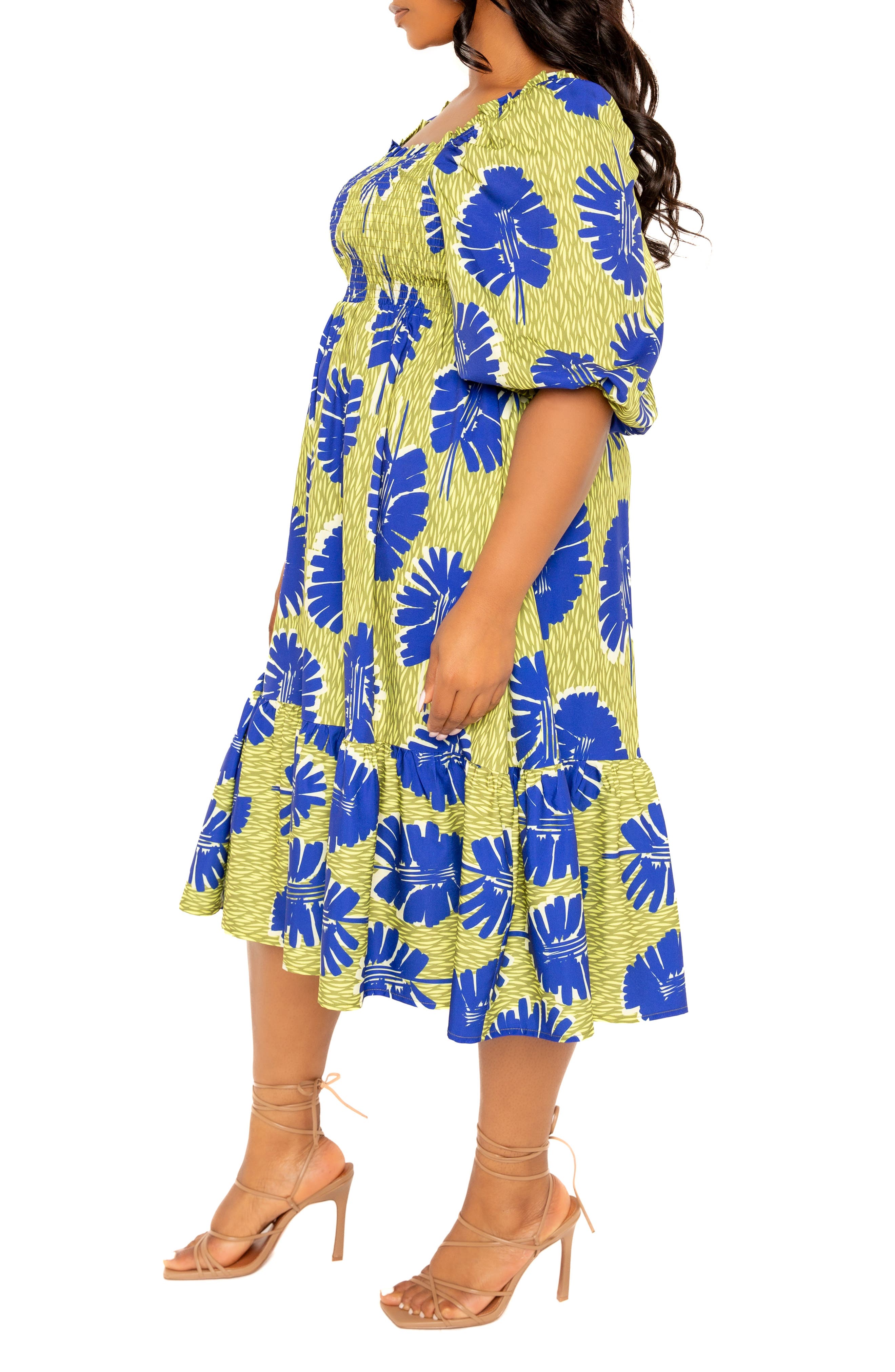 BUXOM COUTURE Print Smocked Midi Dress | Nordstrom