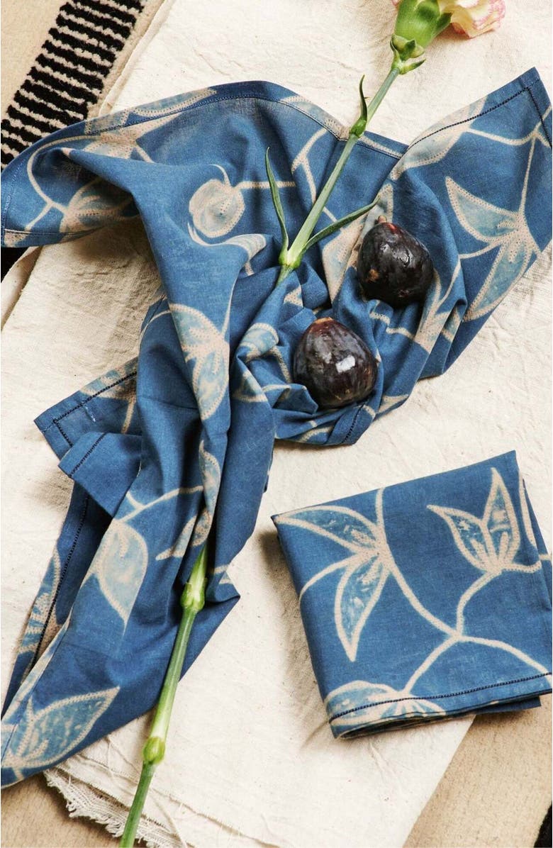 Studio Variously Folio Indigo Handcrafted Shibori Cotton Table Napkins ...