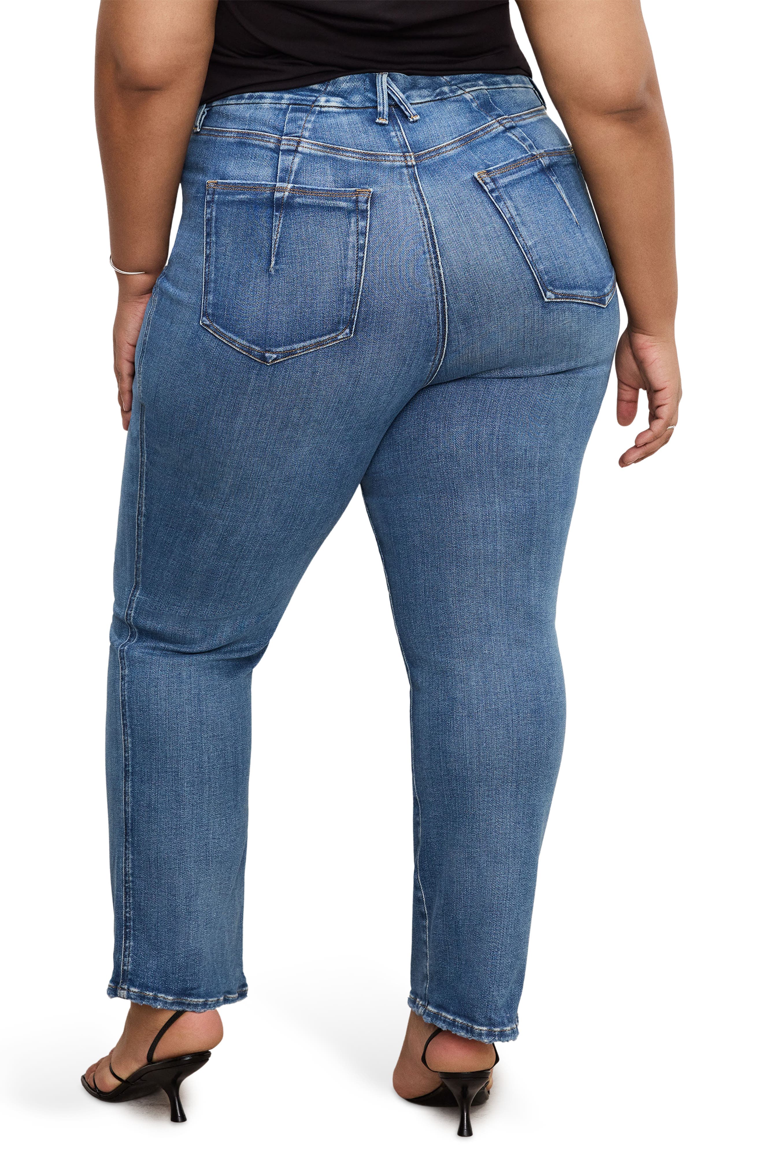 Good American Soft Tech Good Curve High Waist Straight Leg Jeans ...