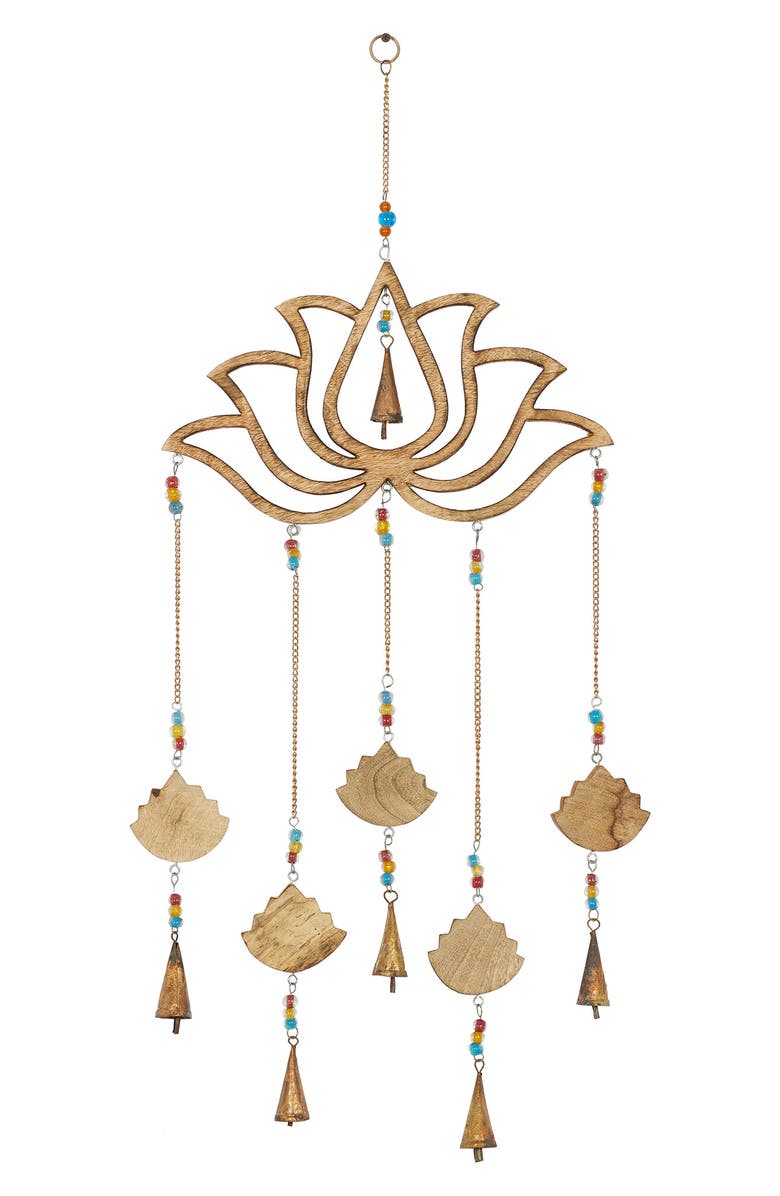 GINGER BIRCH STUDIO Gold-Tone Mango Wood Eclectic Style Windchime ...