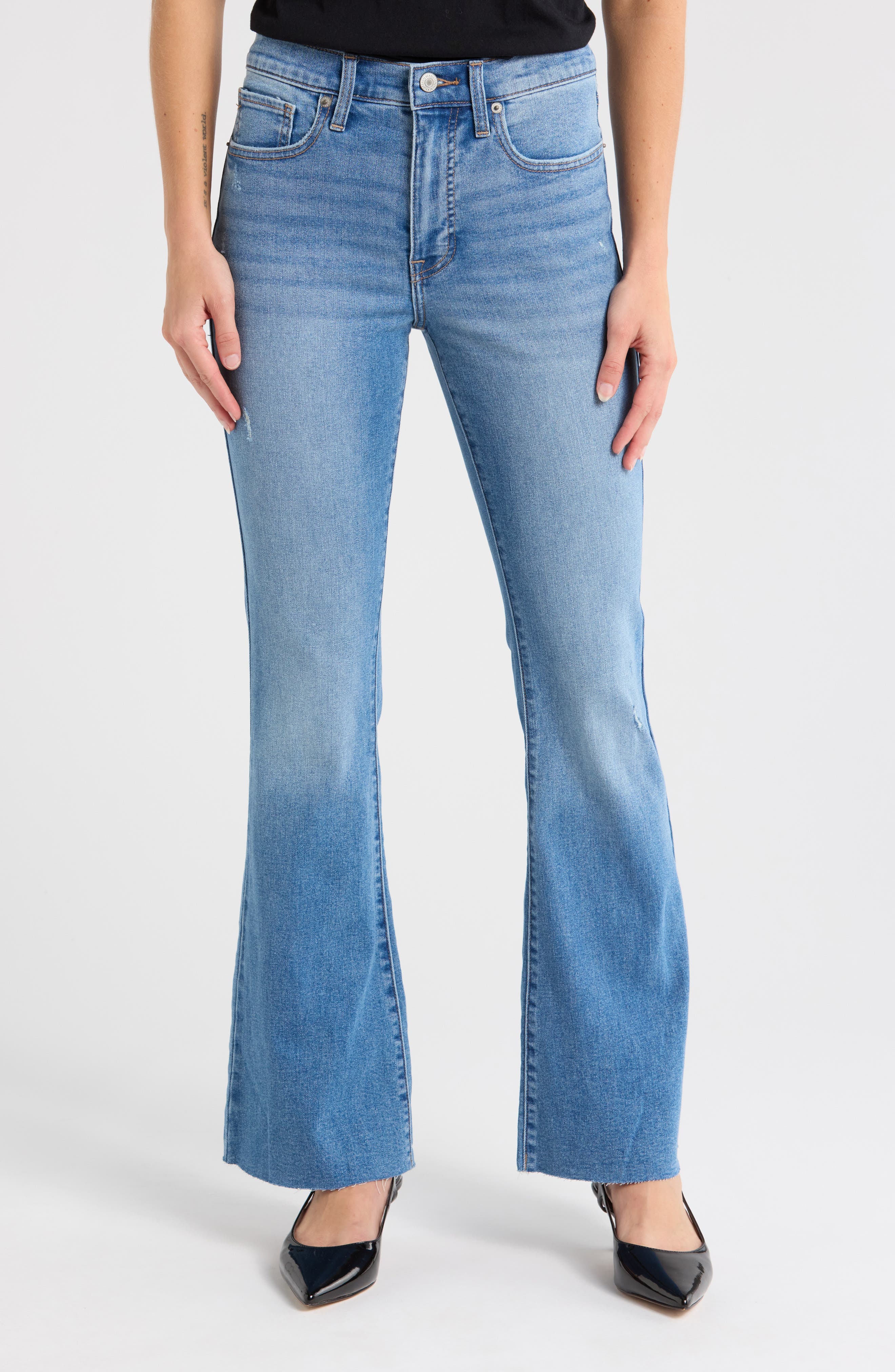Lucky Brand Stevie Raw Hem High Waist Flare Jeans | Nordstromrack