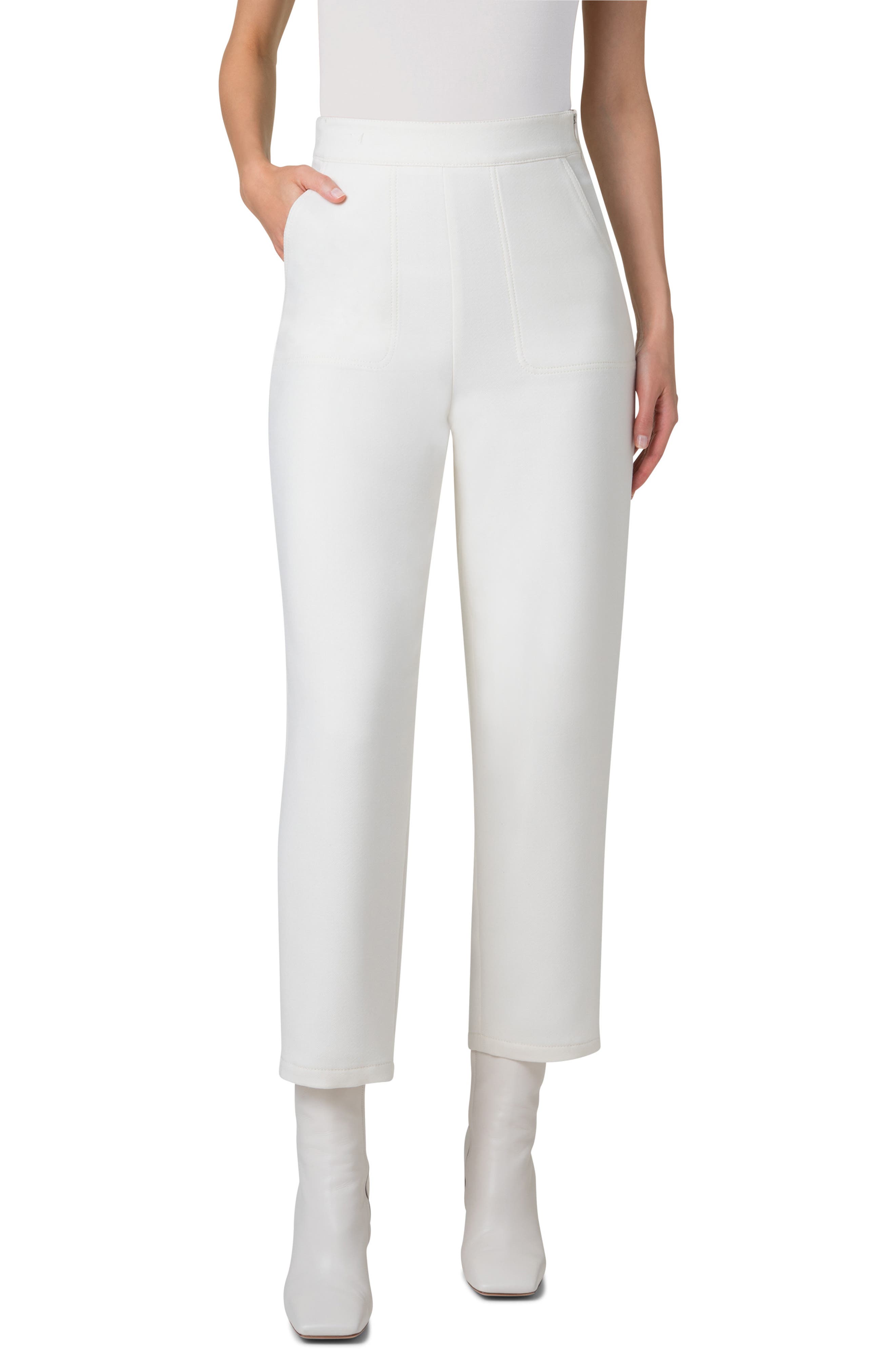 Akris Flynn High Waist Stretch Cotton Double Face Ankle Pants ...