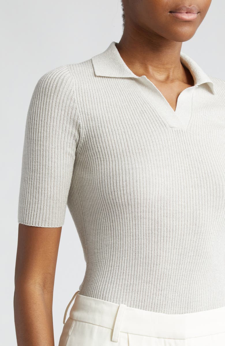 Fabiana Filippi Short Sleeve Wool Blend Rib Polo Sweater | Nordstromrack