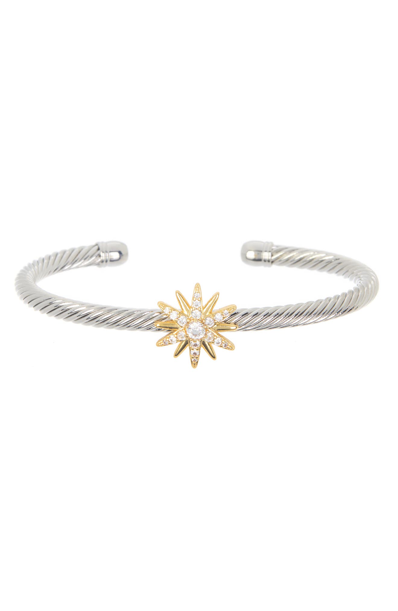 MESHMERISE Twisted Cable CZ Sunburst Cuff Bracelet | Nordstromrack