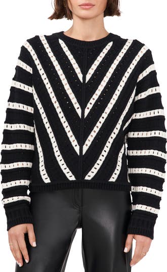 Halogen® V-Stripe Pattern Sweater | Nordstrom