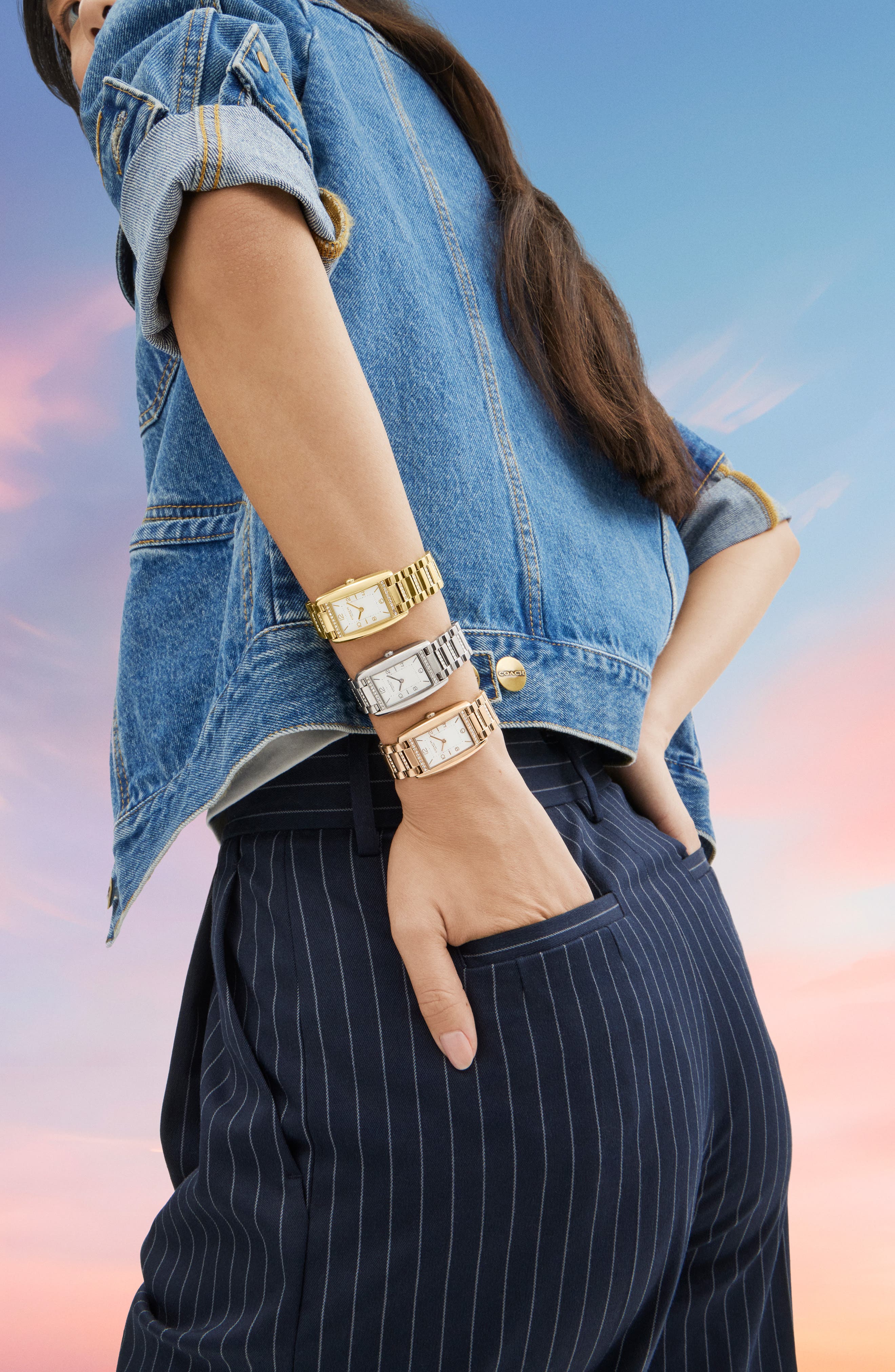 COACH Reese Crystal Rectangular Bracelet Watch, 24mm | Nordstromrack