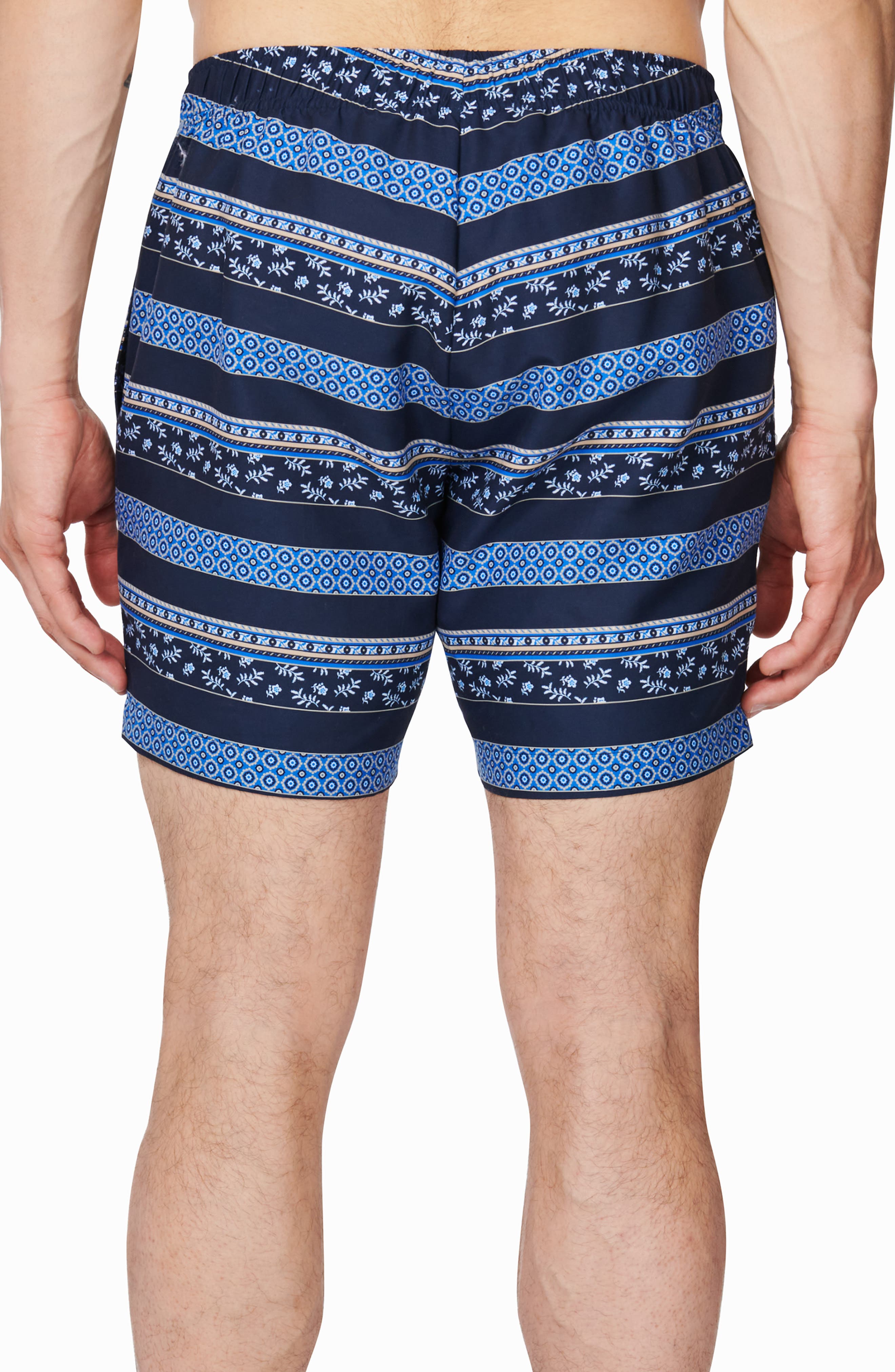 CONSTRUCT Blue Stripe Print Swim Trunks | Nordstromrack