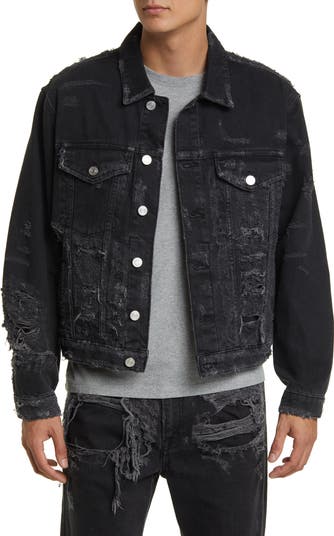 FRAME Shredded Denim Trucker Jacket | Nordstrom