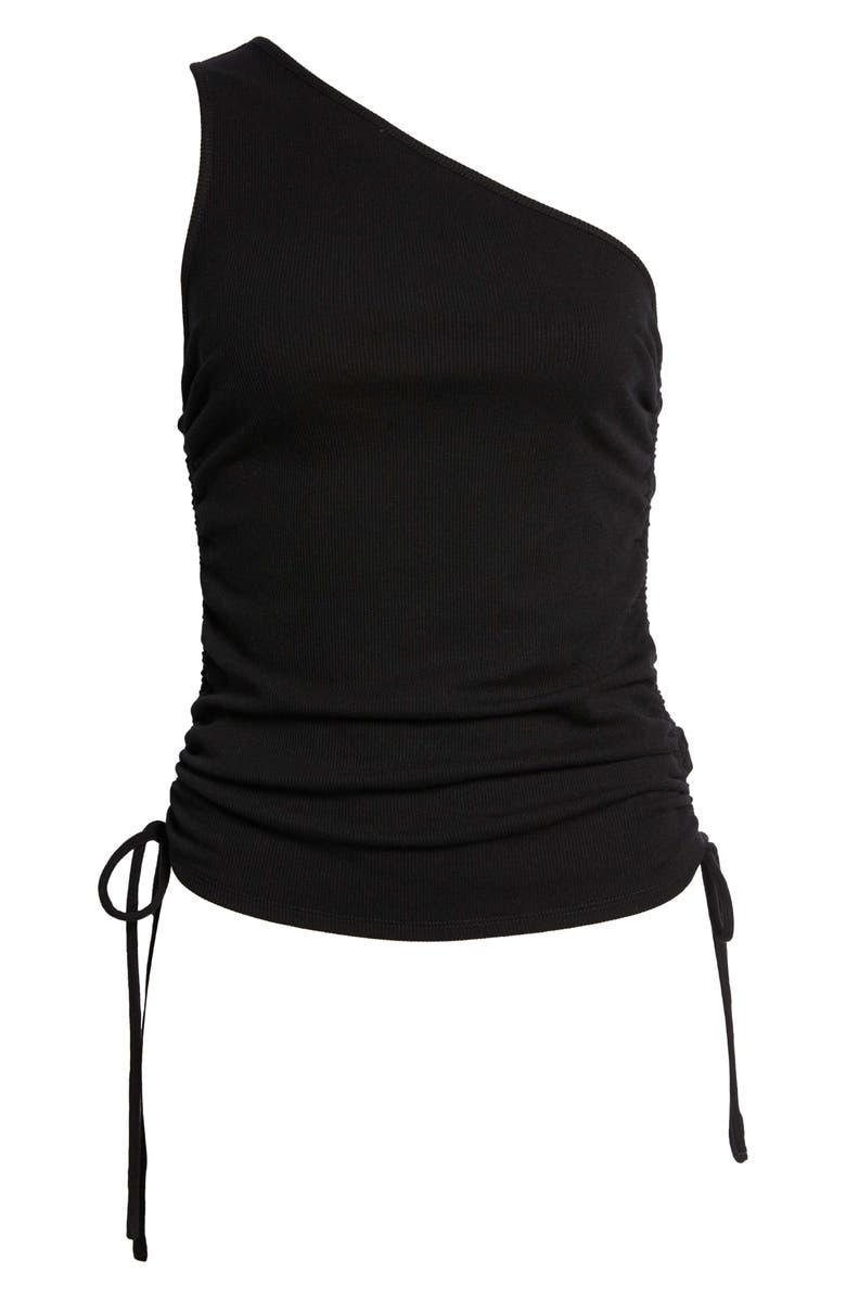 WAYF Side Ruched Rib One-Shoulder Top | Nordstromrack