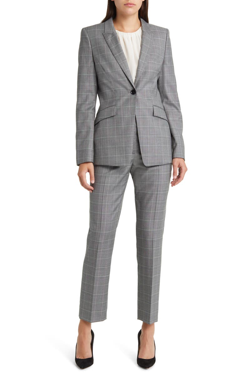 BOSS Juicylara Check One-Button Virgin Wool Blazer | Nordstromrack