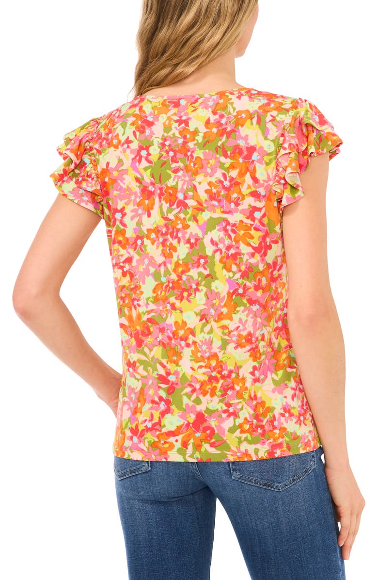 CeCe Floral Double Ruffle Sleeve Knit Top | Nordstromrack