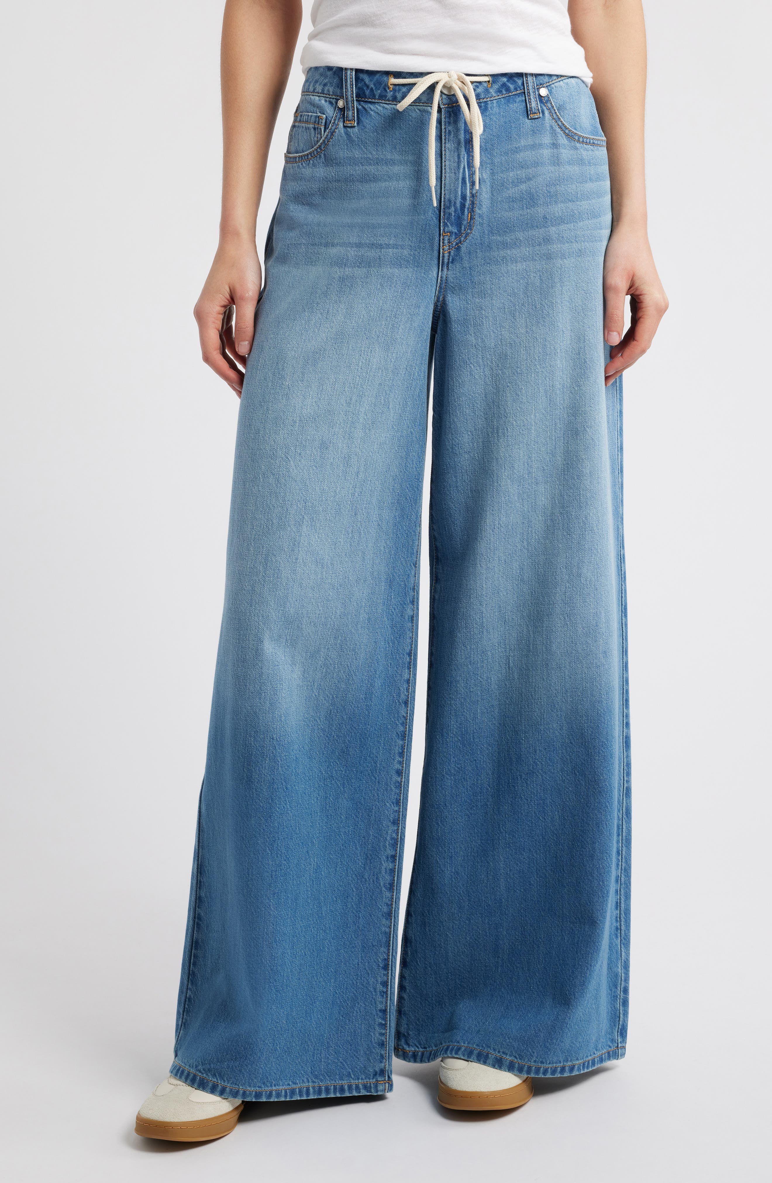 1822 Denim Drawstring High Waist Wide Leg Jeans | Nordstrom