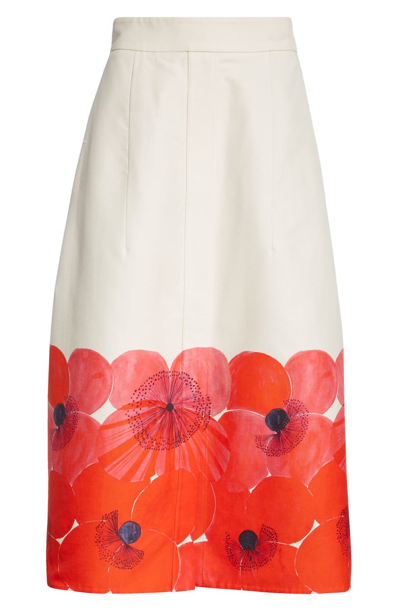 Akris Poppy Print Cotton & Silk Blend Midi Skirt | Nordstromrack