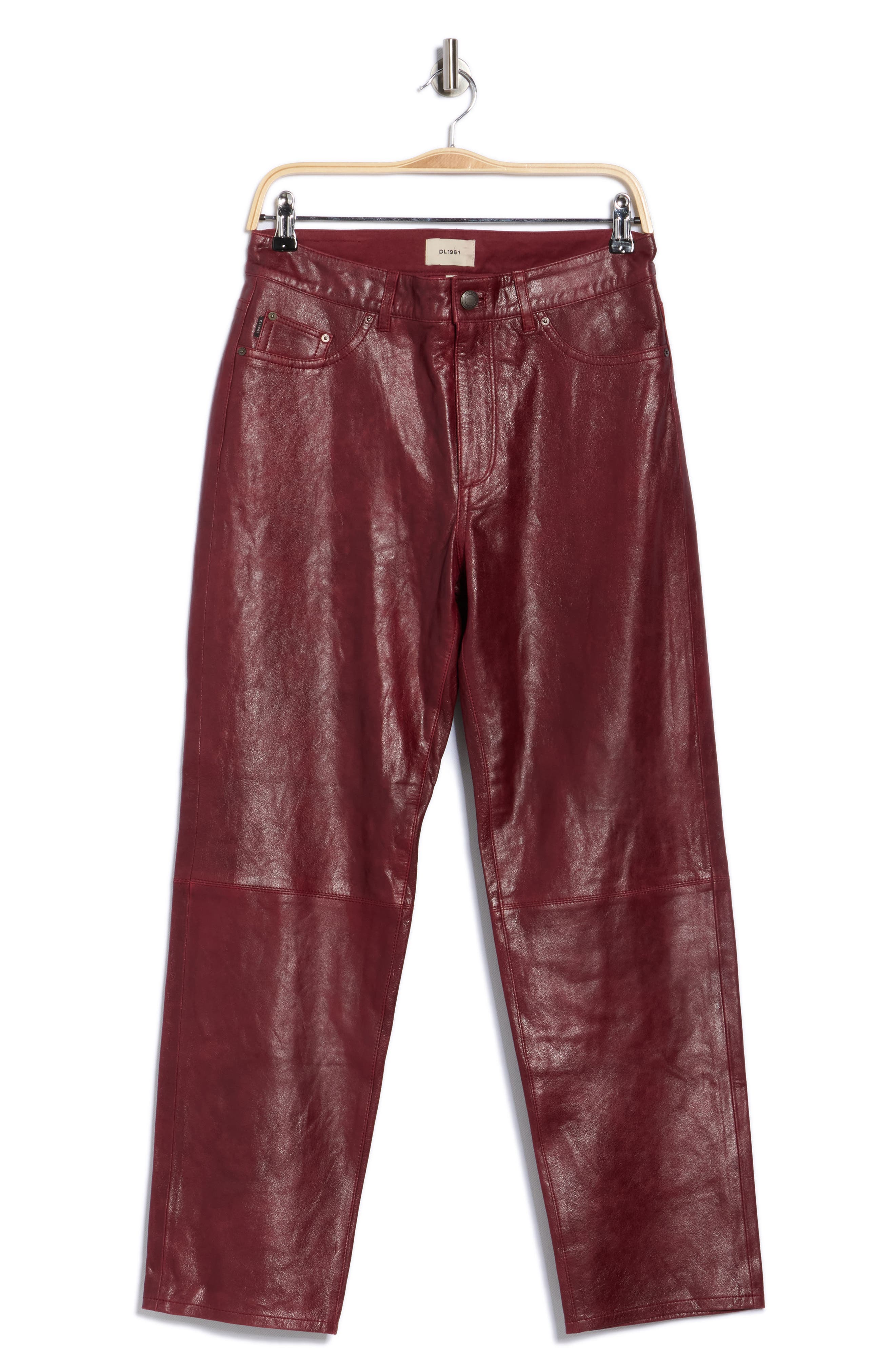DL1961 Patti High Waist Ankle Straight Leg Leather Pants | Nordstromrack
