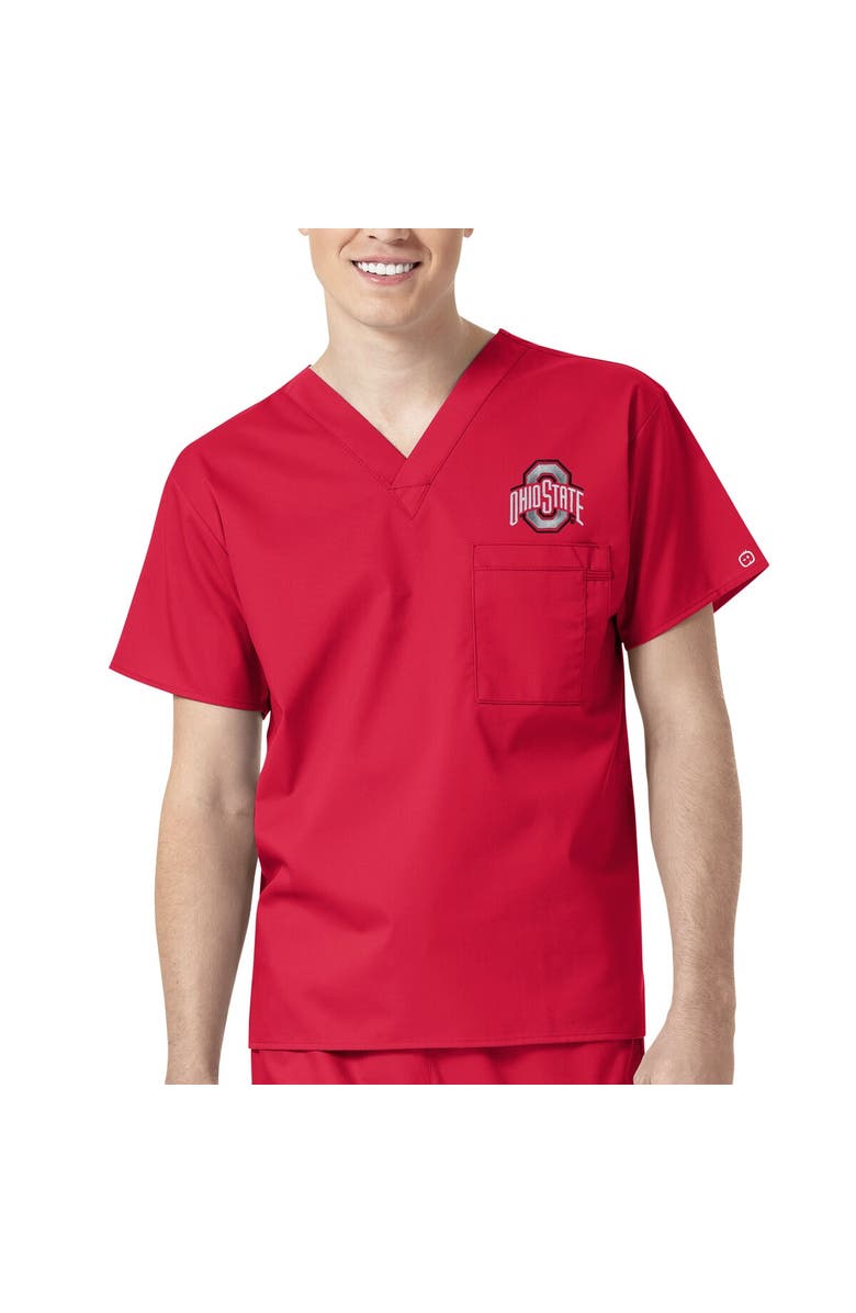 WONDERWINK Scarlet Ohio State Buckeyes V-Neck Scrub Top | Nordstrom